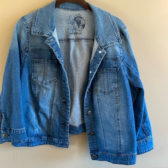 ONE WORLD | Jackets & Coats | One World Cropped Denim Jacket Size Large ...